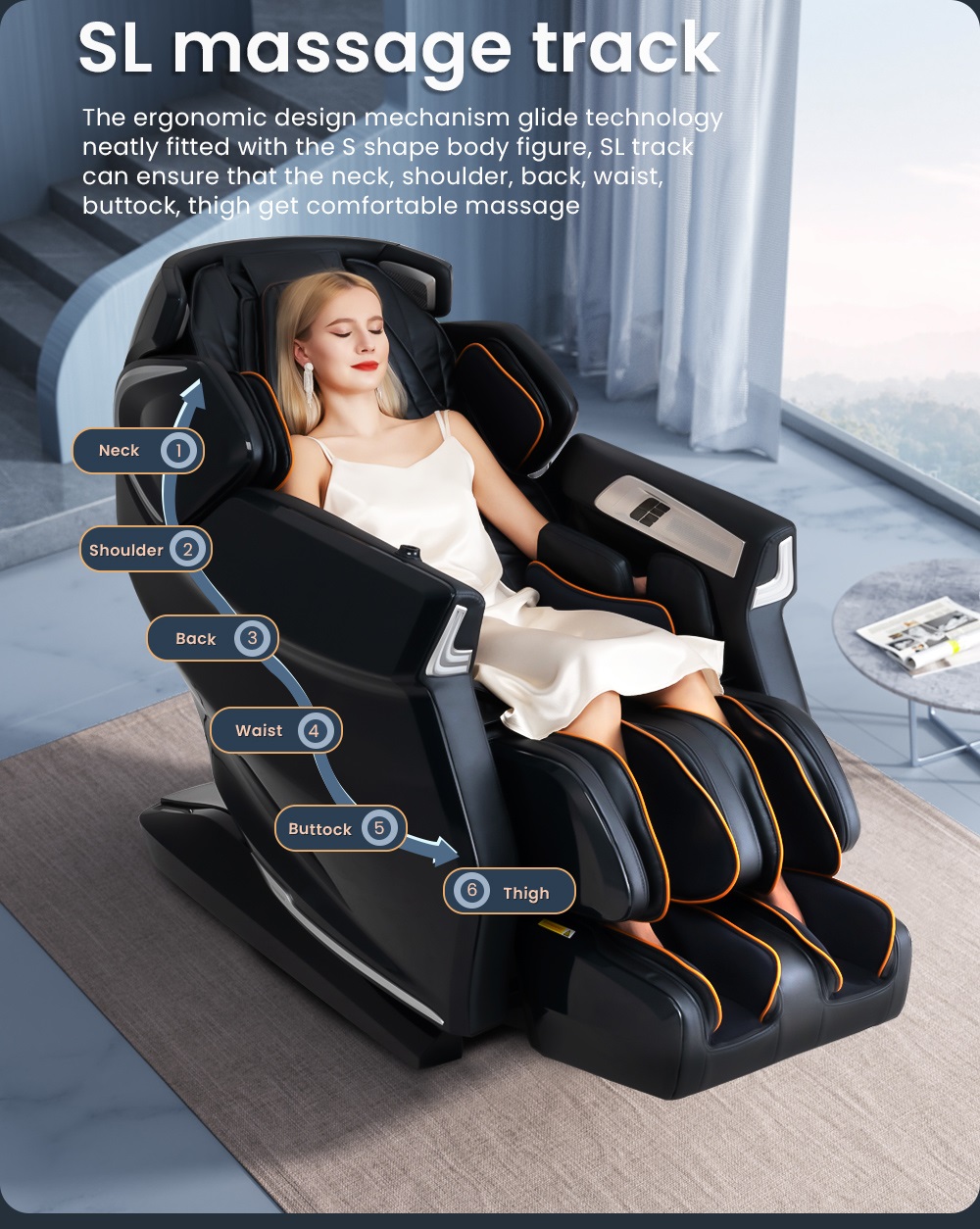 New Design 4D SL-Track Thai Stretching Zero Gravity Massage Chairs ...